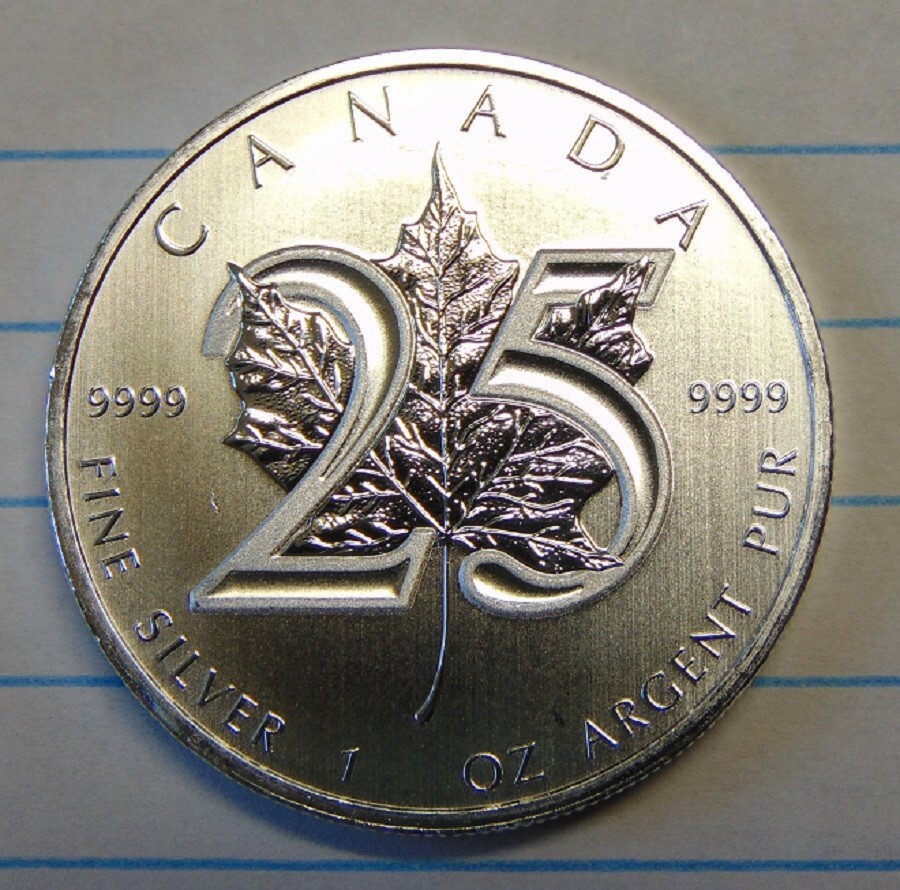 CANADA ~ 2013 FIVE DOLLAR COIN ~ 9999 FINE 1 OZT ~ 25 ANNIVERSARY MAPLE ...