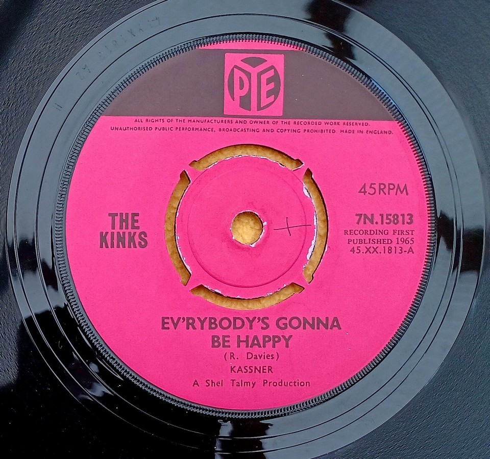 THE KINKS " EVERYBODY'S GOING TO BE HAPPY " SUPER RARE ORIGINAL UK 45 ...