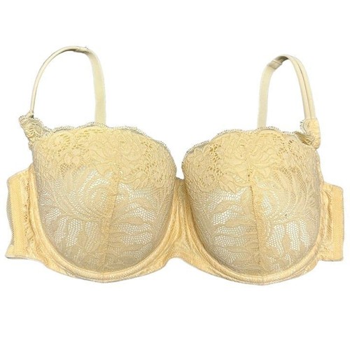 Vintage Victorias Secret Bra Yellow Lace Push Up Balconette Underwire ...