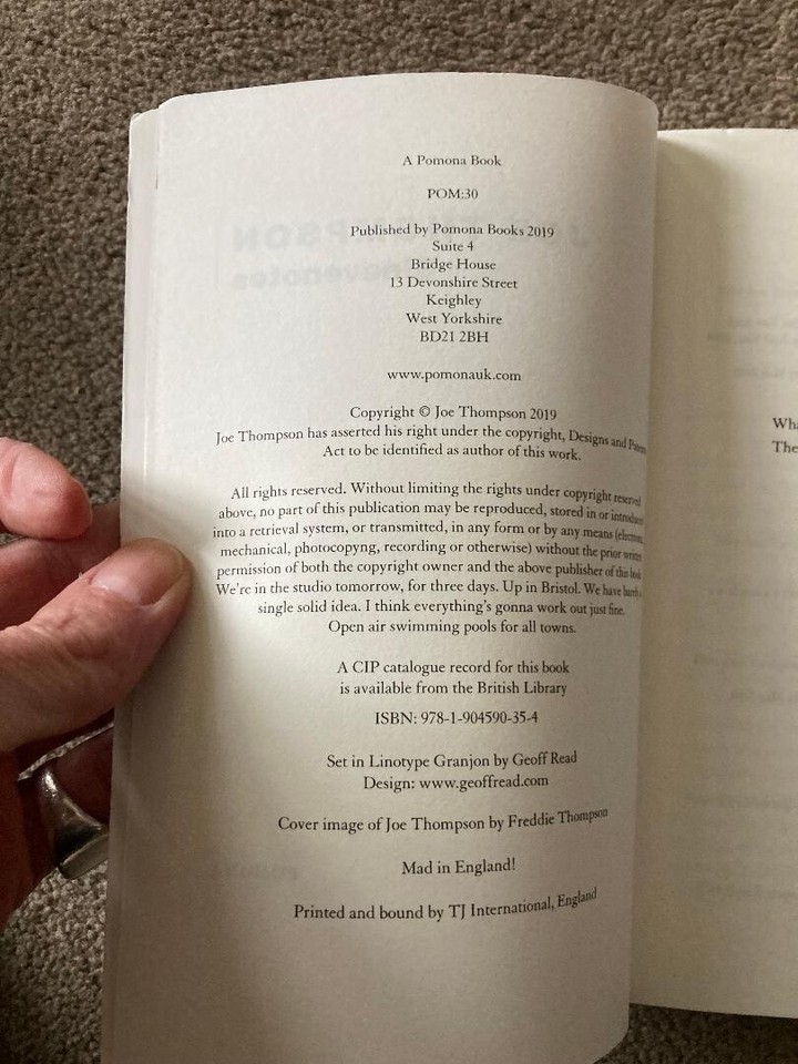 Joe Thompson Sleevenotes Pomona Books 2019 Good condition Hey Colossus ...