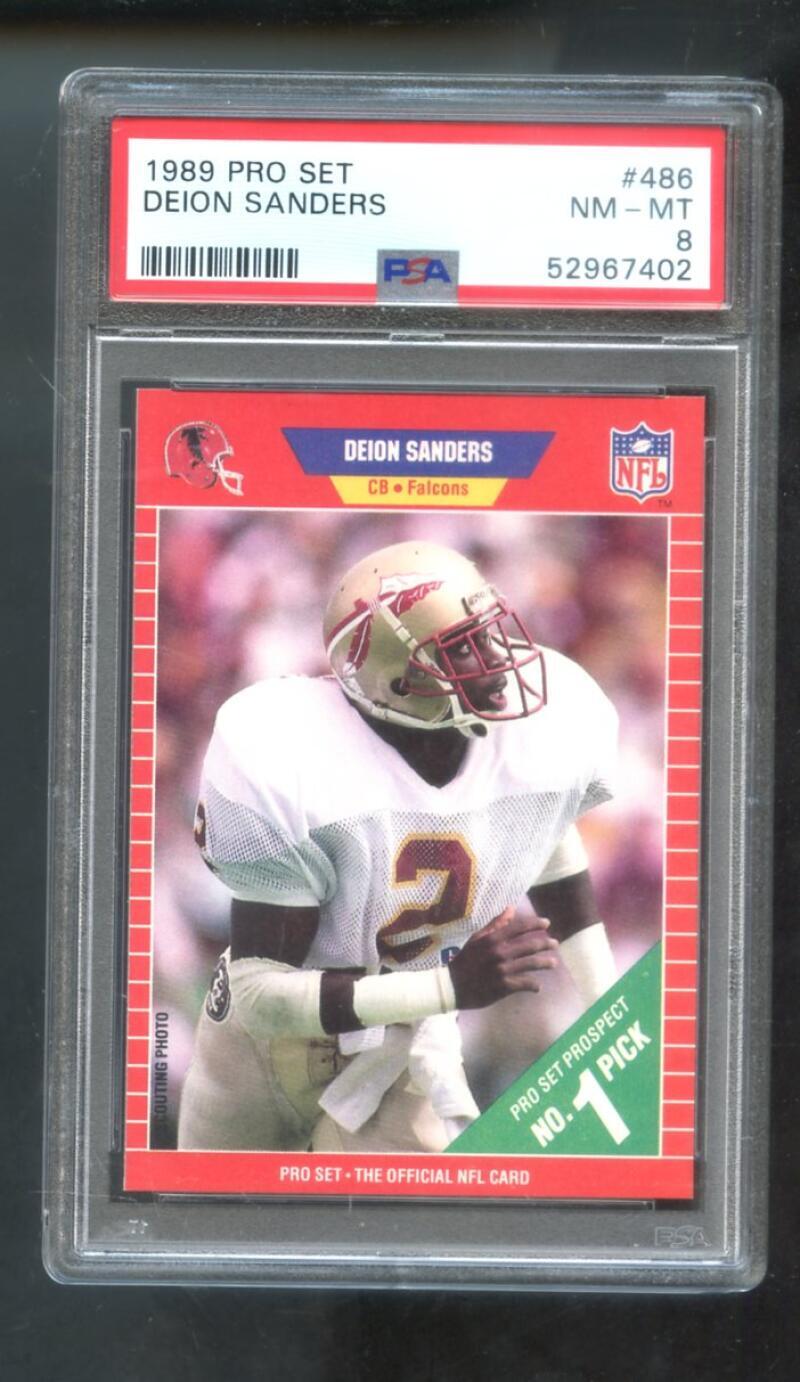 1989 Pro Set #486 Deion Sanders ROOKIE RC PSA 8 Graded Football Card ...