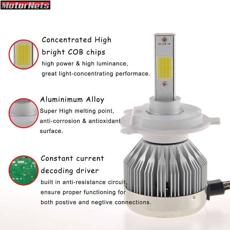 Pair H1 6000K COB Led Headlight Headlamp Conversion Kit HighLow Beam ...