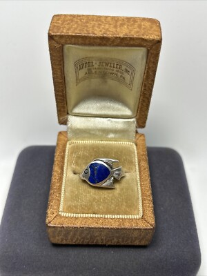 Vintage Designer Kabana Sterling Silver & Lapis Inlay Fish Ring | eBay