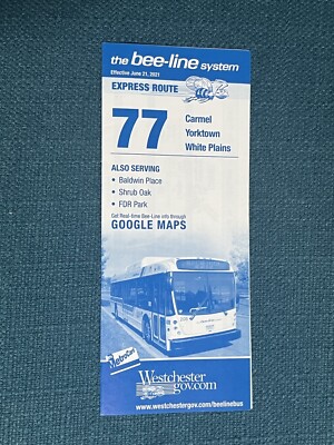 Westchester County Bee-Line Bus Route 77 Timetable Schedule NYC | eBay
