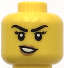 Lego New Yellow Minifigure Head Dual Sided Female Black Eyebrows Sweat ...