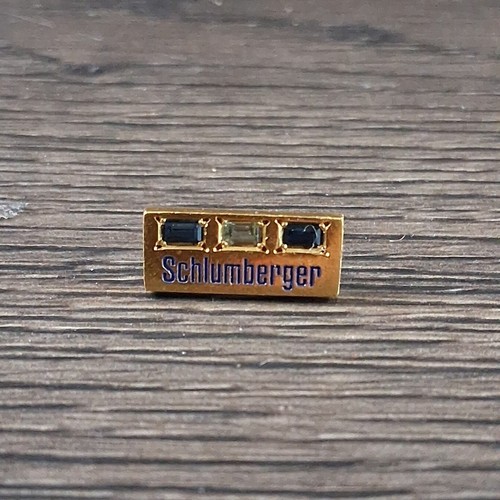 14kt Gold 2.1g Schlumberger Pin With Clear And Blue Stones | eBay