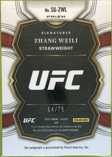 2023 Panini Select UFC Zhang Weili Signatures Blue Prizms /75 #SG-ZWL ...