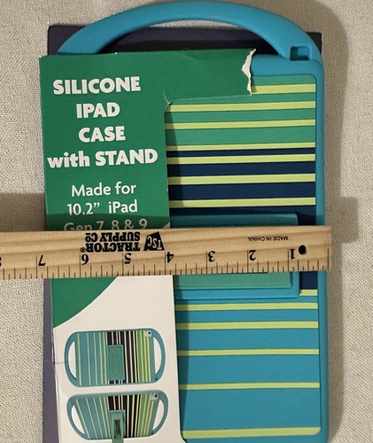 iPad Cover Gen 7, 8 & 9, Silicone by Kamotion, Turquoise/Dark Grn/Lime ...