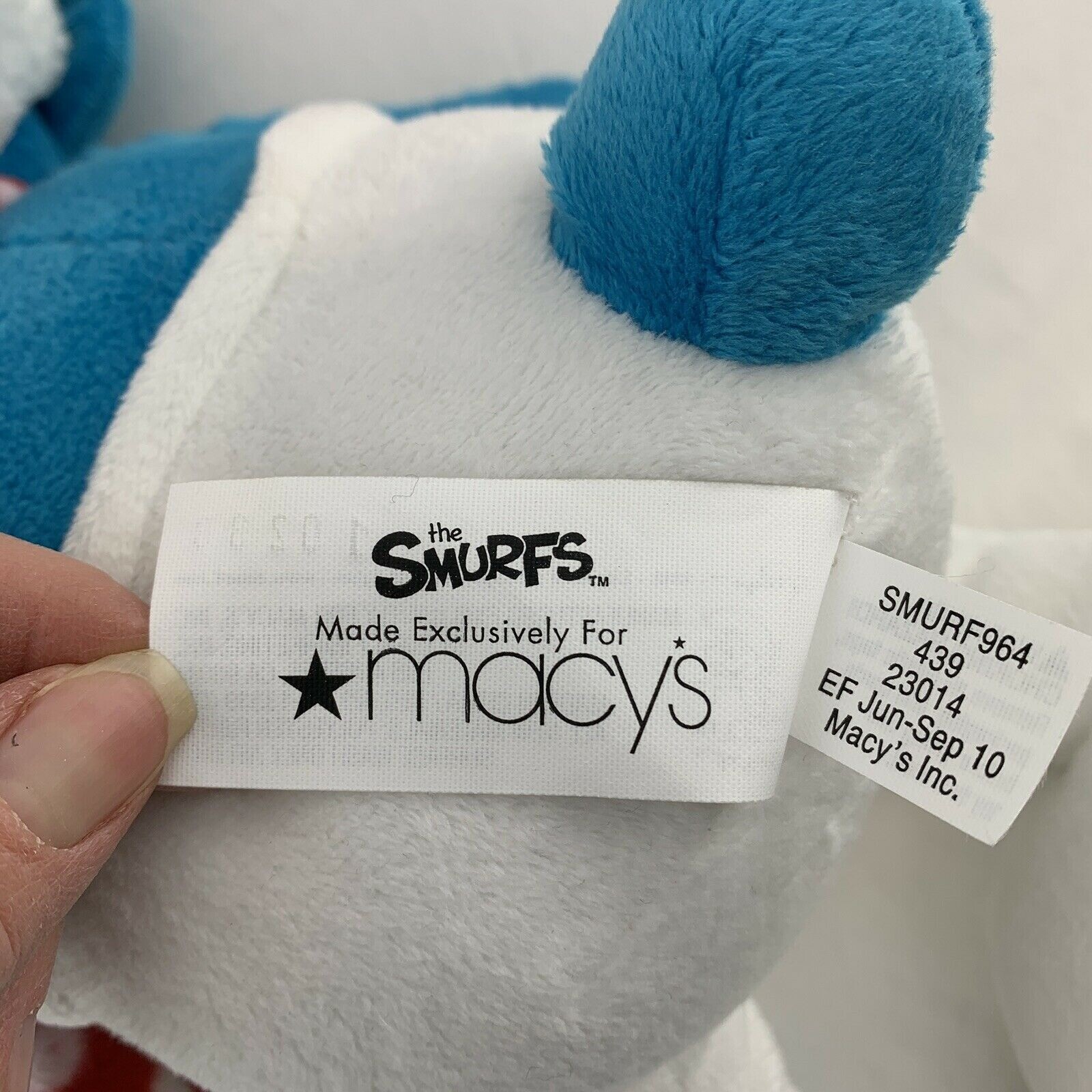 Papa Smurf Plush Macys Holiday 2010 w/ Santa Hat & 2 Finger Puppets 21 ...