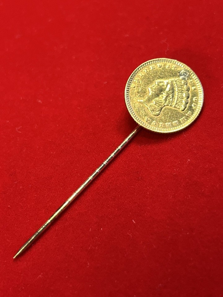 Antique 1873 Indian Princess 1 Dollar Gold Coin Stick Pin | eBay