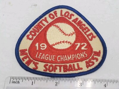 1x 1972 Vintage County of Los Angeles MENS Softball Assn Patch League ...