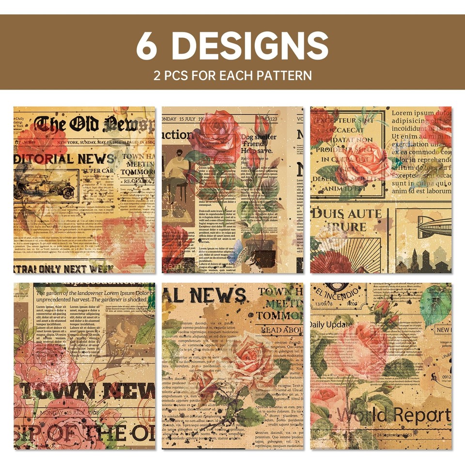 Gift Wrapping Paper Vintage Newspaper Rose Themed Design Wrapping Paper ...