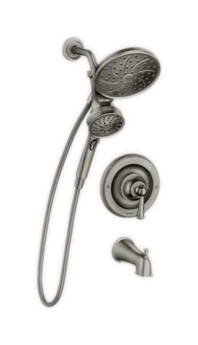 MOEN Brecklyn Single-Handle 6-Spray Tub Shower Faucet Brushed Nickel w ...