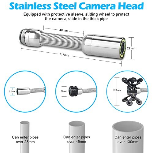 WiFi Wireless Sewer Camera, 65FT/20M, 7'' Detachable LCD 9723WF-65FT ...