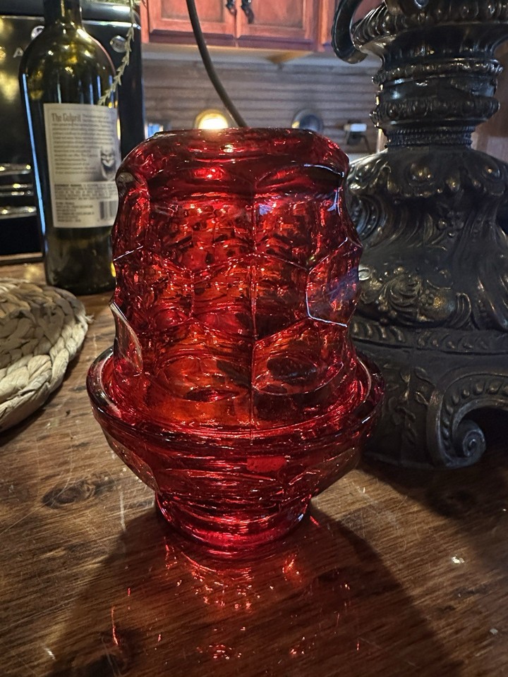 VIKING GLASS GEORGIAN RUBY FAIRY LAMP | eBay