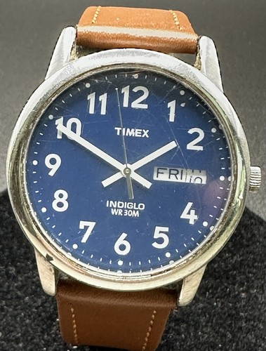 Timex Men Easy Reader Blue Dial Indiglo Day/Date Wrist Watch New ...