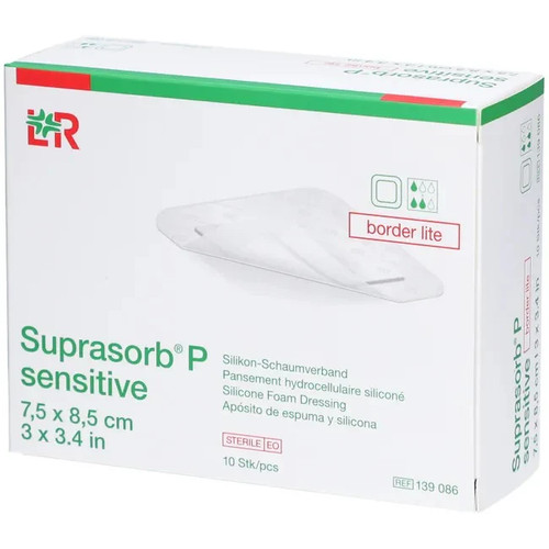 Suprasorb P Sensitive Border Lite Silicone Dressing 7.5cm x 8.5cm x 10 ...