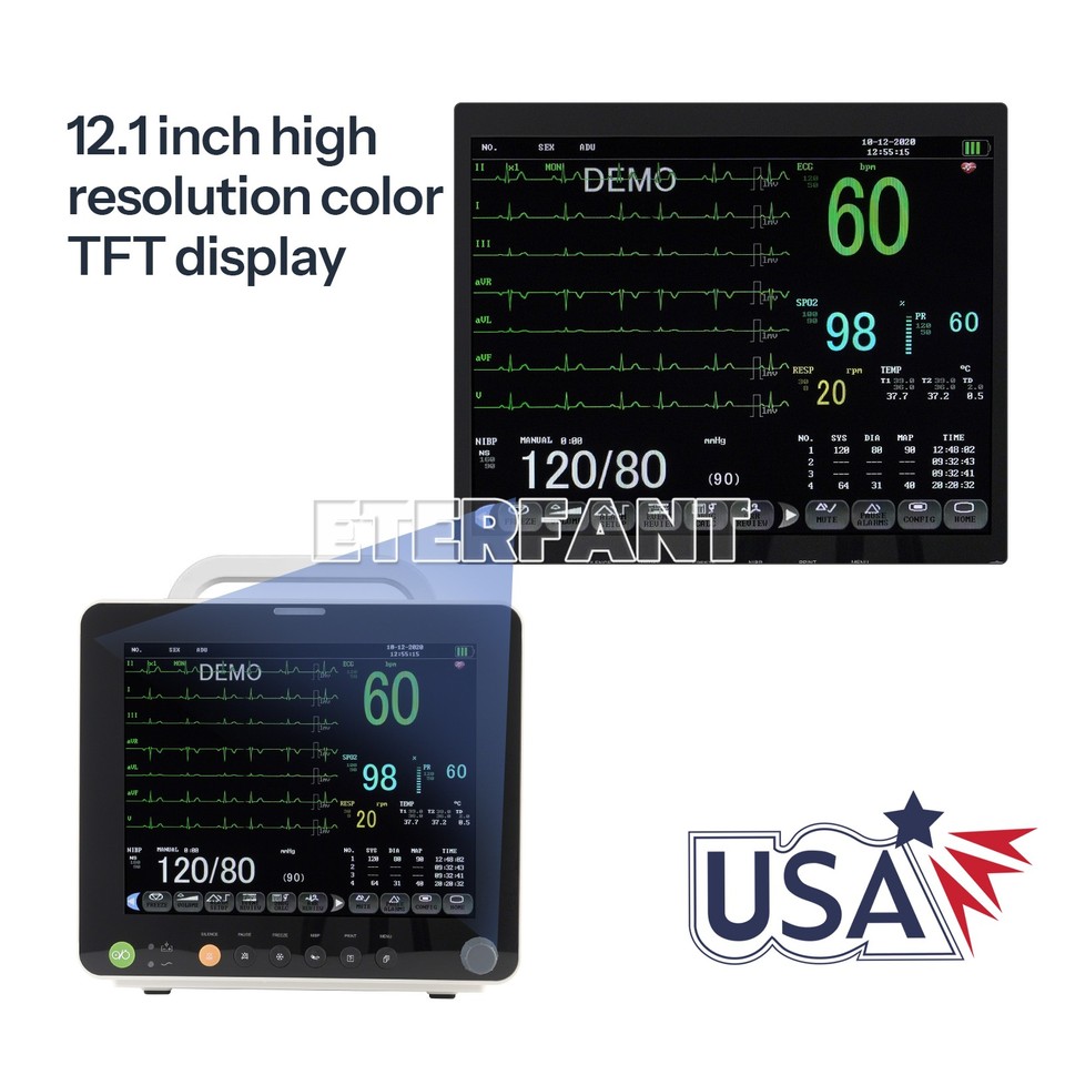 12" Patient Monitor ICU CCU Vital Sign For Hospital ECG NIBP RESP TEMP ...