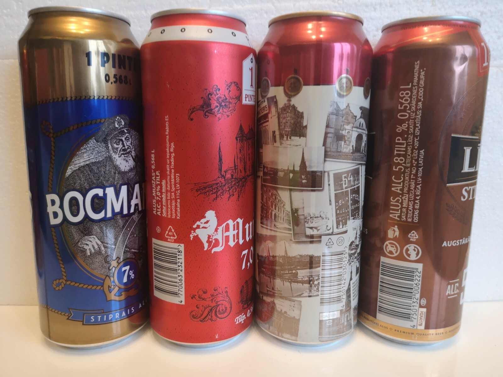 4 CANS set aluminium bier beer cerveza alus 1 pinte bierdose empty ...