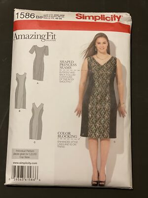 Dress Princess Amazing Fit size 20w-28w Simplicity 1586 Sewing Pattern ...