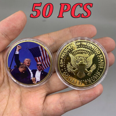 50PCS Coin USA President 2024 Donald Trump Fight Shooting Assassination ...