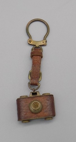 Vtg Miniature Figural Camera Key Chain Pocket Watch Fob Leather Strap ...