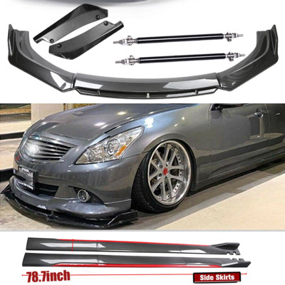 For Infiniti G35 Front Rear Bumper Lip+78.7"Side Skirt Extension Body ...