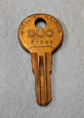 Thick Brass Illinois Lock DUO Key # 27997 Security Vending Washer Other ...