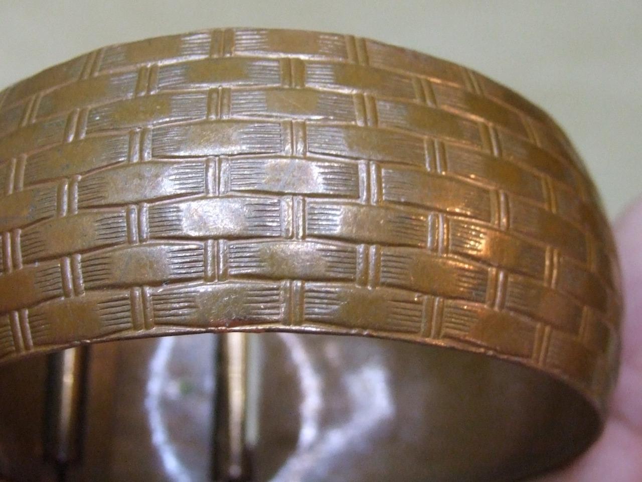 Vintage Copper " Woven Rope " Belt Buckle Style Hinge Bangle Bracelet 7 ...