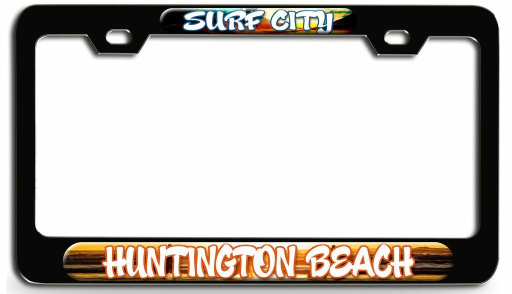 SURF CITY HUNTINGTON BEACH Surfing Bl Steel License Plate Frame | eBay