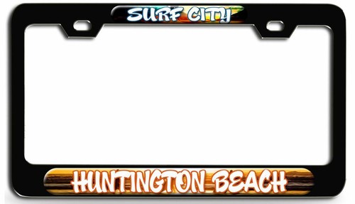 SURF CITY HUNTINGTON BEACH Surfing Bl Steel License Plate Frame | eBay
