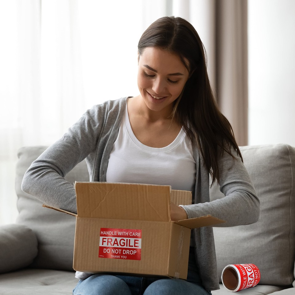 4x6 Inch Fragile Stickers Handle with Care for Shipping Packaging, 100 ...