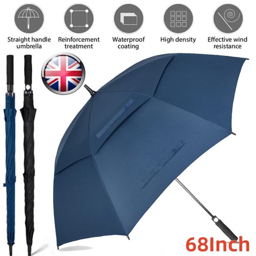 68 Inch Extra Large Golf Umbrella Windproof Double Canopy Vented ...