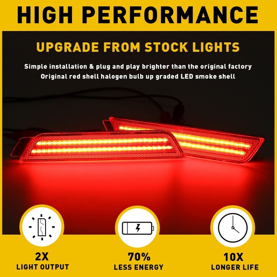 For Chevrolet 2010-2015 Camaro Rear LED Bumper Side Marker Lights ...