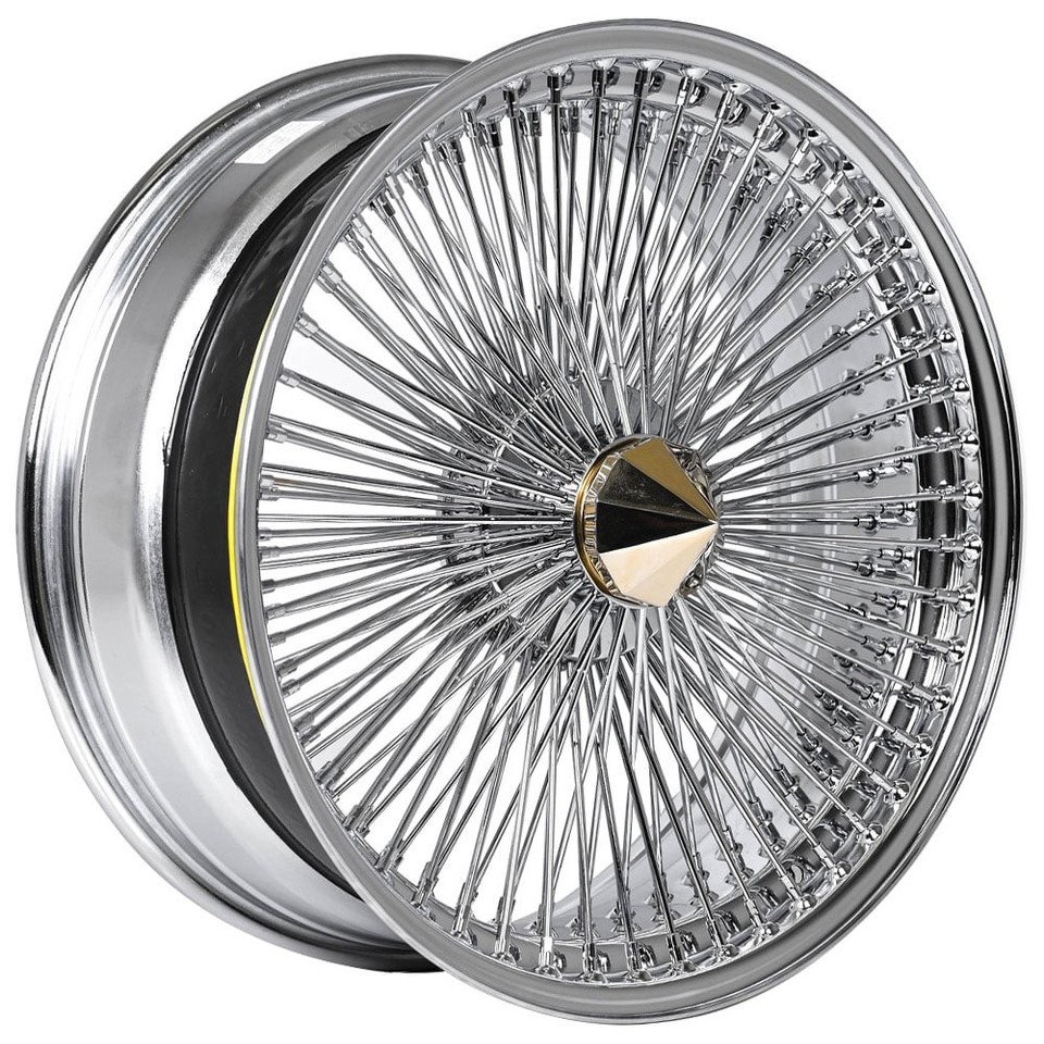 20x8" LA Wire Wheels FWD 150-Spoke Straight Lace Chrom/Gold Knock-Off ...