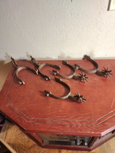 Lot Of 5 Cast Iron Cowboy SPURS Rodeo Western Rustic Home Decor Texas ...