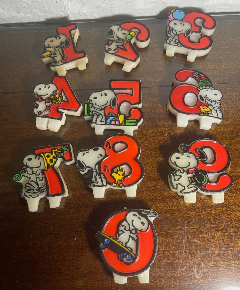 VTG Snoopy Peanuts Birthday Number Candles Complete Set of 10 Woodstock ...