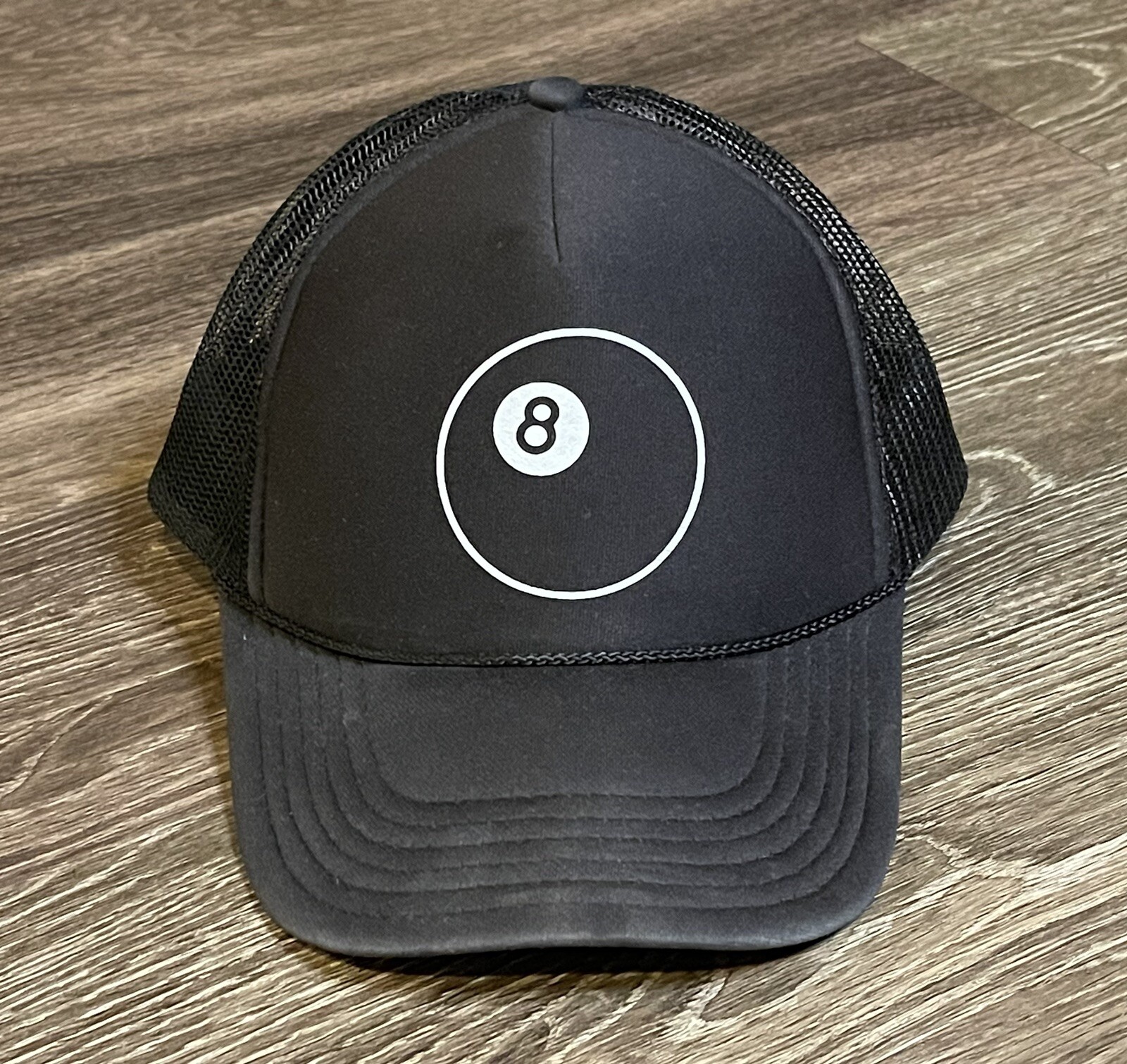Vintage 90s Otto Eight 8 Ball Trucker Snapback Cap Hat Pool Drug Black ...