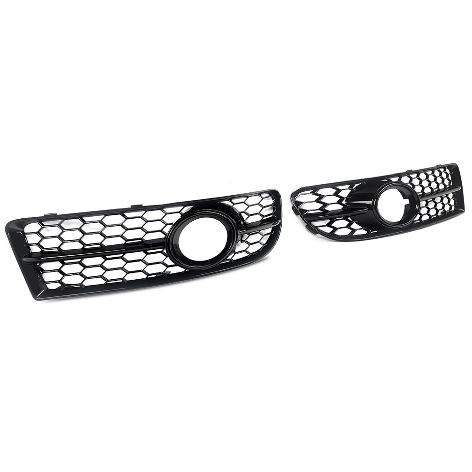 For Audi A4 B7 S Line S4 2005 2008 Gloss Black Honeycomb Lower Fog