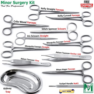 12Pcs Minor Surgery Kit Surgical Instruments Student Dissecting Suture ...