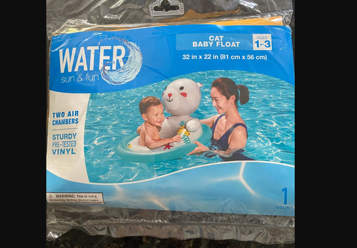 Sun & Fun-Swim Baby Float CAT-32" X 22" two air chambers sturdy vinyl ...