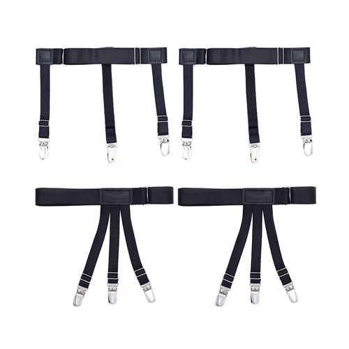 2Pcs Shirt Stays Leg Garter Suspender Holders Adjustable Elastic ...