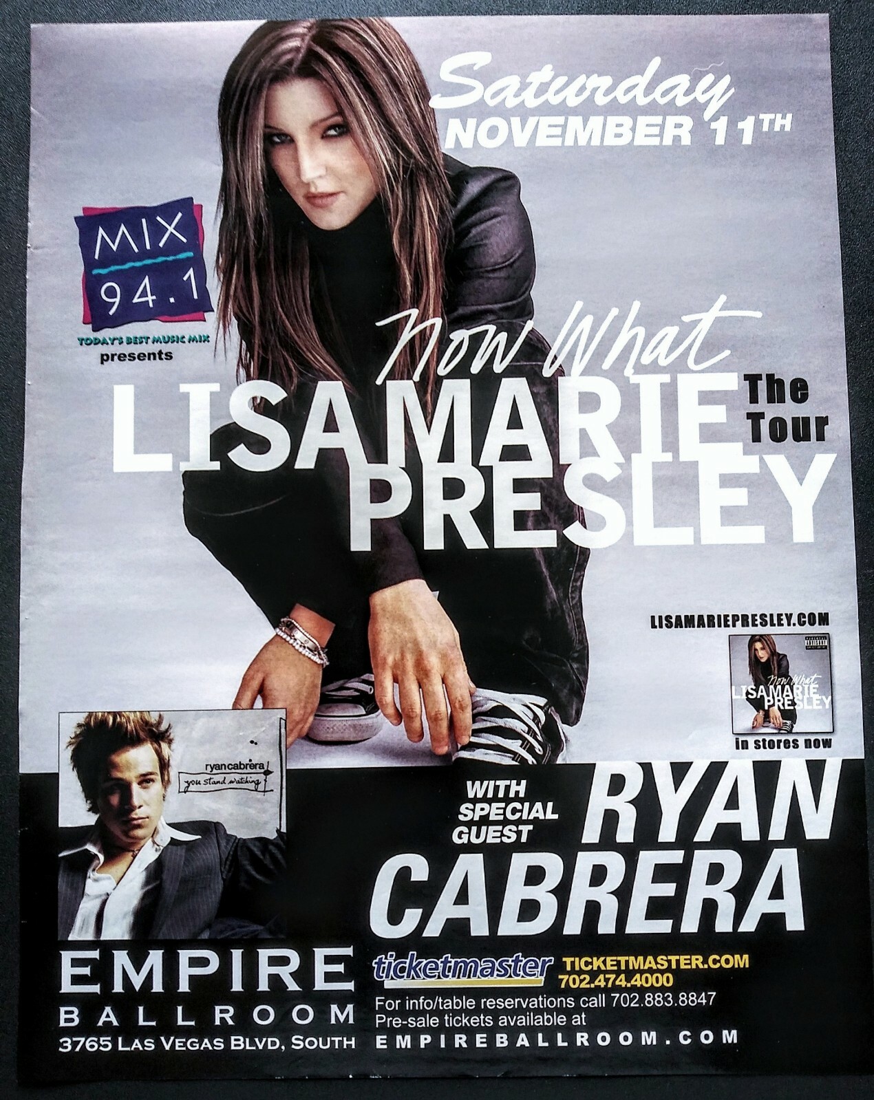 LISA MARIE PRESLEY-RYAN CABRERA EMPIRE BALLROOM LAS VEGAS PROMO AD 2006 ...