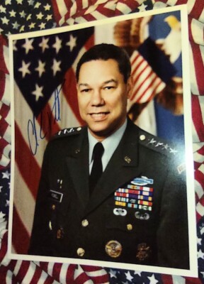 COLIN POWELL HAND SIGNED 8x10 COLOR PHOTO GREAT GENERAL. LIFETIME COA ...