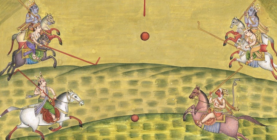 Indien Pahari Peinture Moghol Style Hindou Lord à Jouer Polo Jeu 25 ...