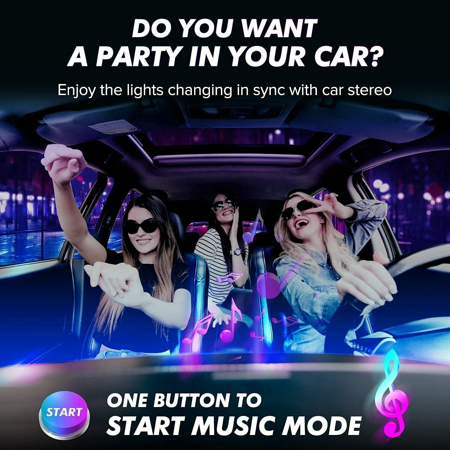 48 LED RGB Under Car Tube Glow Underglow Underbody System Neon Strip ...