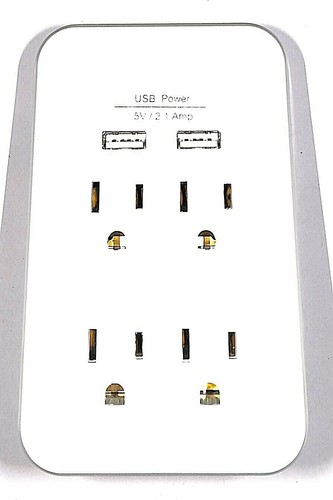 Dynex 4-Outlet 2-USB-Port Power Hub, Model DX-SF128 White | eBay