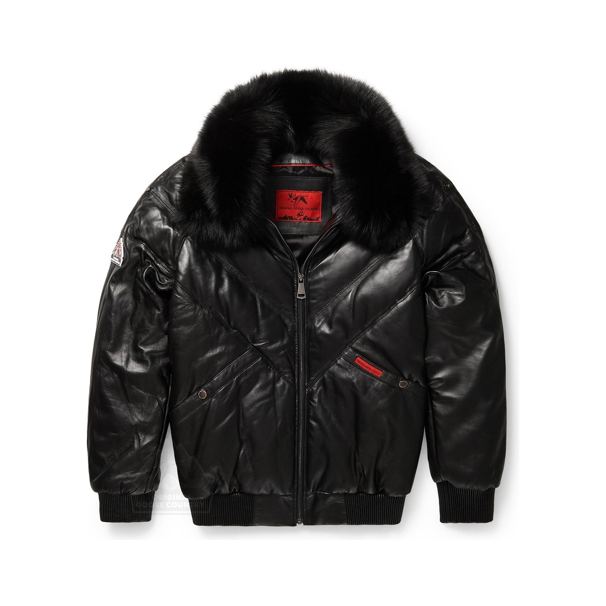Original Goose Country Men's V-BOMBER FOX FUR leather Jacket Original Goose Country Men's V-BOMBER FOX FUR leather Jacket