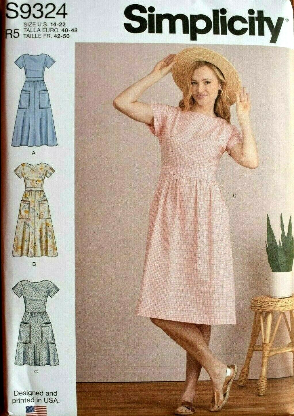 Simplicity S9324 Dress Pattern Inset Waist Patch Pockets Misses Size 14 ...