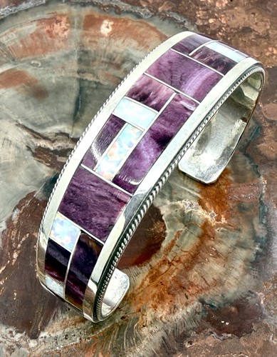 Zuni Rickell & Glendora Booqa Purple Spiny Oyster MOP Inlay Bracelet | eBay